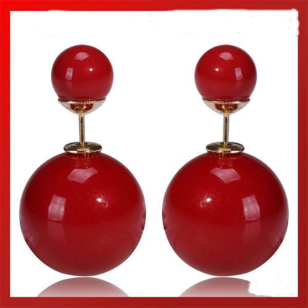 Doppel zwei Perlen Ohrringe Shamballa Strass Kristall Gold Silber ...