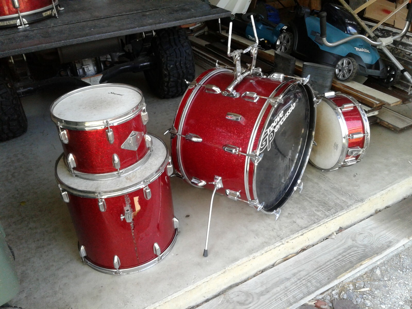 MIJ Drum Set 4 PC Vintage 60s Red Sparkle Japan 3Ply Shells | eBay