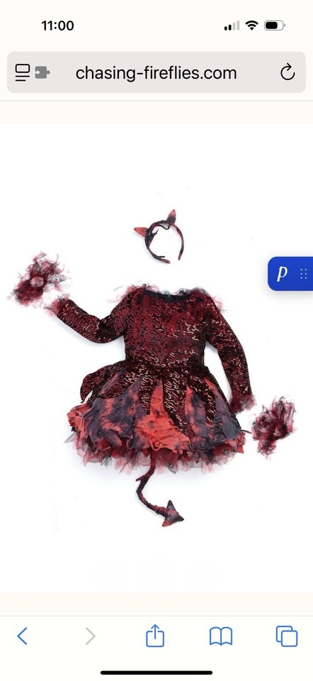 Chasing Fireflies Girls Punk Devil Costume Red Black Size 8 | eBay