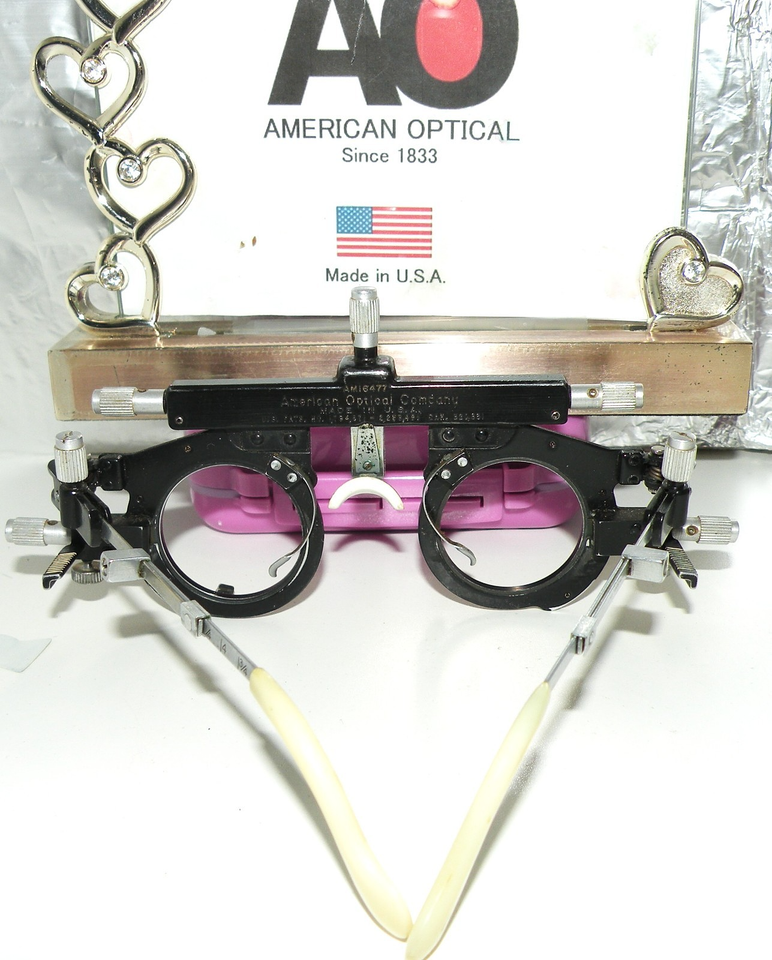 1943 AMERICAN OPTICAL UNIVERSAL TRAIL FRAME USA OPTOMETRY STEAMPUNK BOX ...