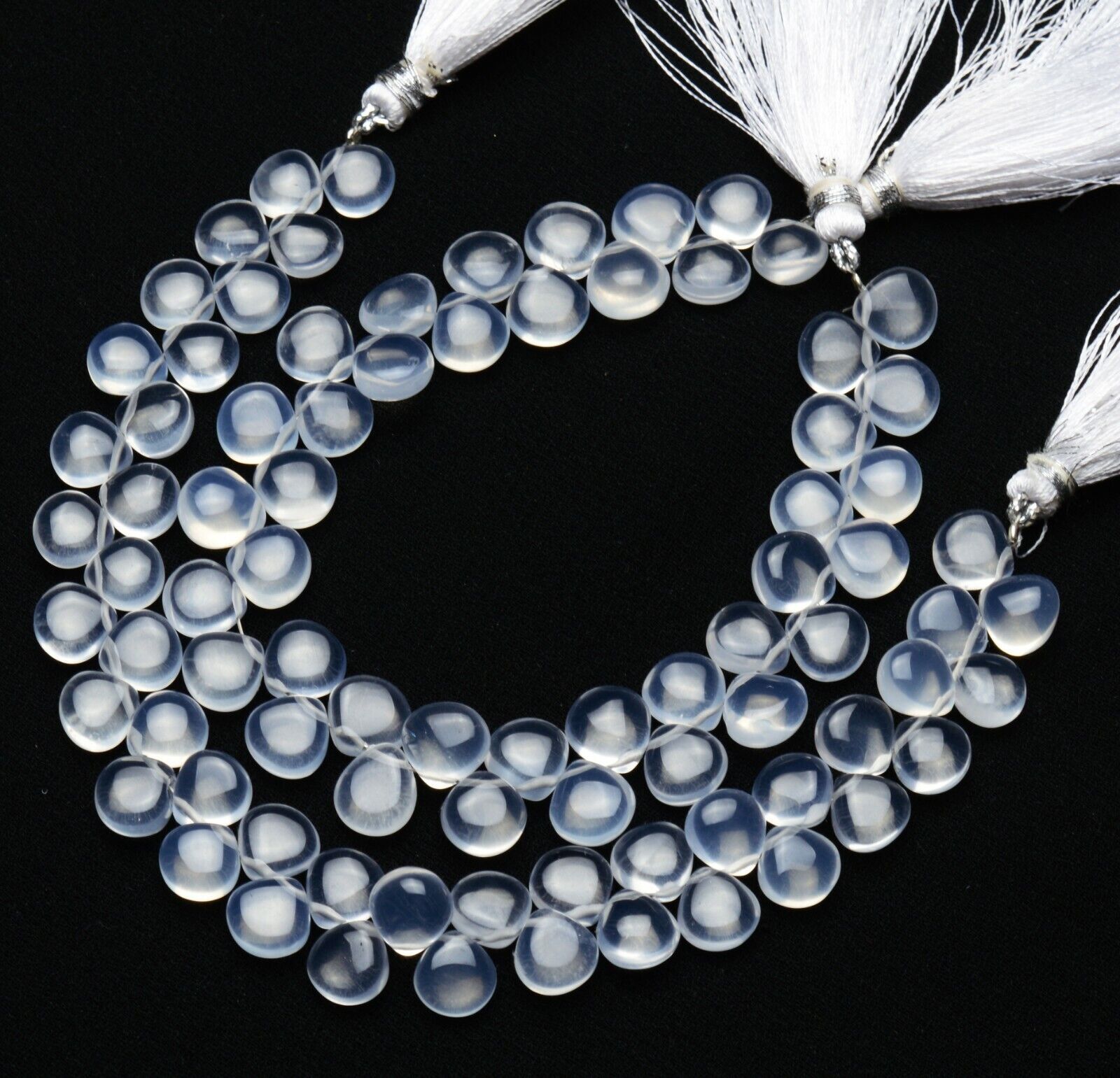 Natural Gem Ice Quartz Crystal 9mm Size Smooth Heart Shape Beads 8.5 ...