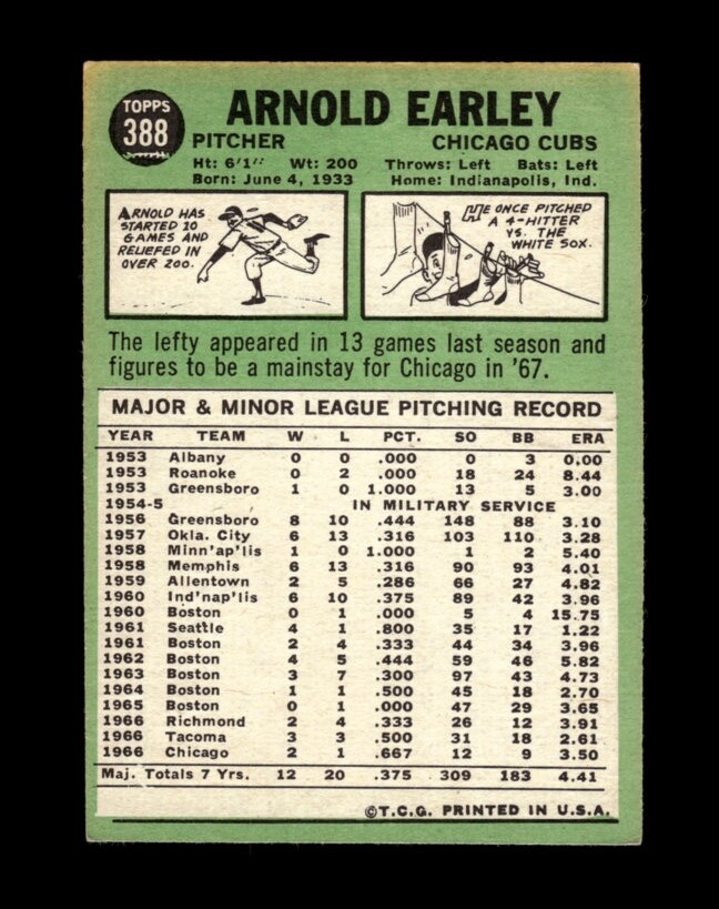 1967 Topps Set-Break #388 Arnold Earley EX-EXMINT *GMCARDS* | eBay