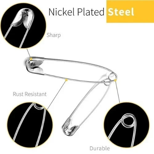 150 Pcs Safety Pins Set – Assorted Sizes Silver Heavy Duty Small ...