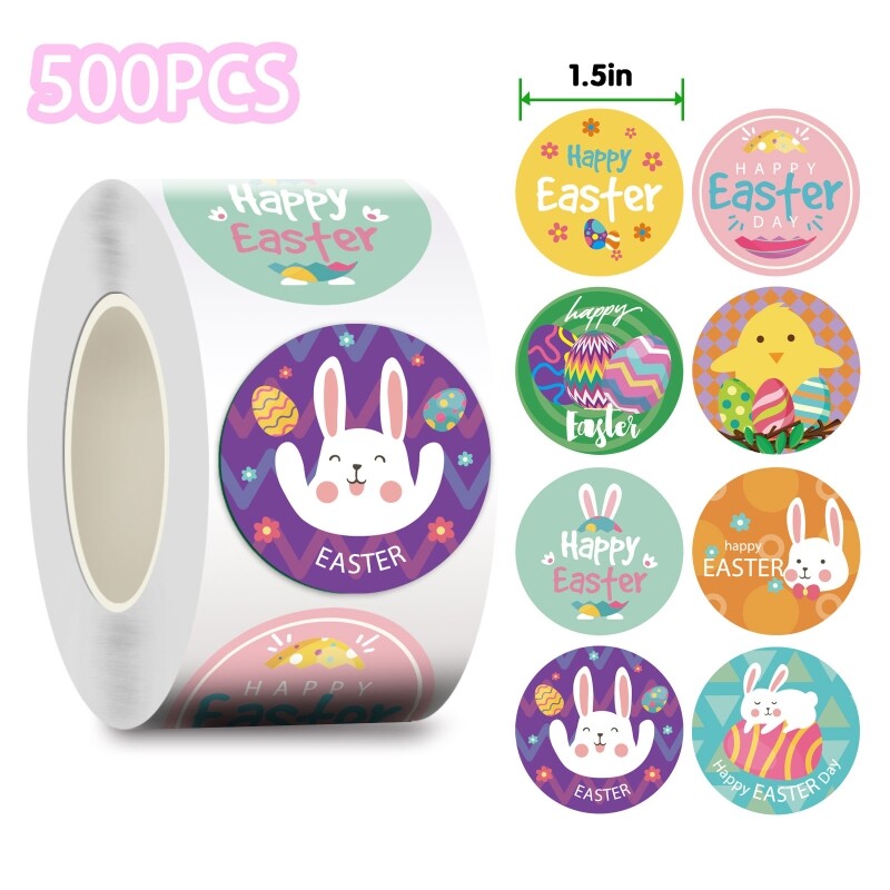 500x Happy Easter Label Sticker Easter Egg Stickers Scrapbooking ...
