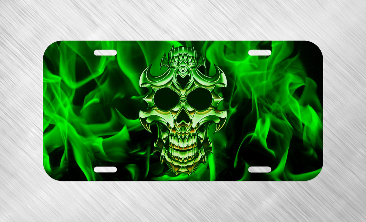 Green Flaming Skull Wallpaper