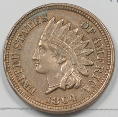 US 1864 Indian Head Cent Penny XF-AU C/N Key Date U1940 combine ...