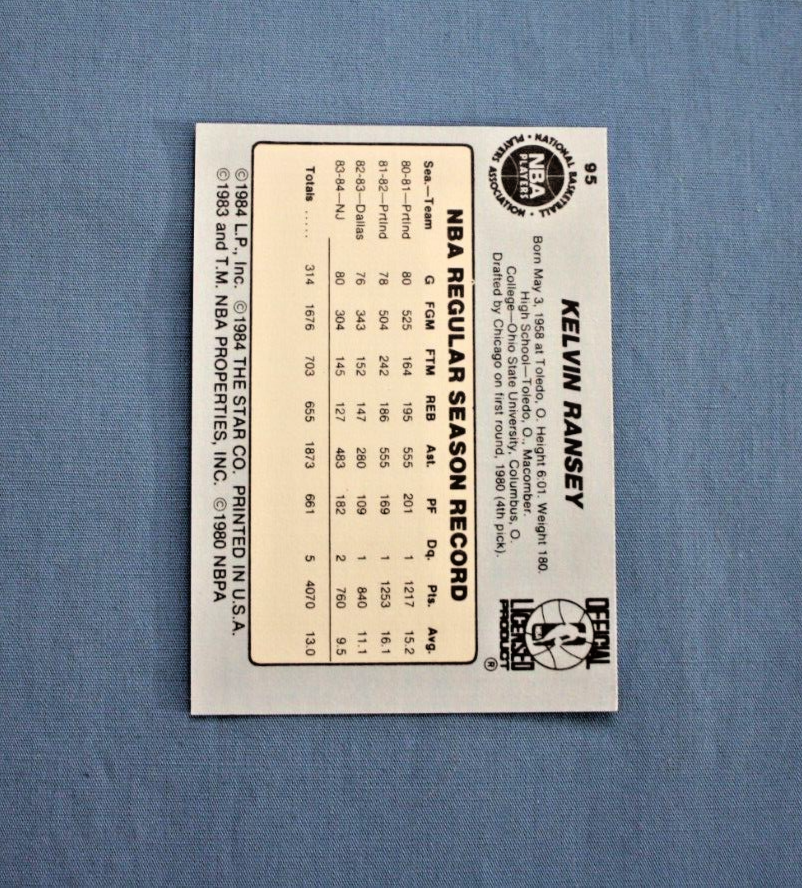 1984-85 Star Basketball Kelvin Ransey #95 nm-mt+ New Jersey Nets | eBay