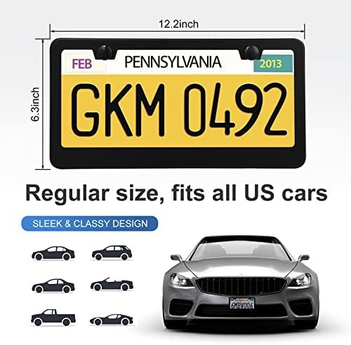 Stainless steel license plate frames pack with screw caps black finish ...