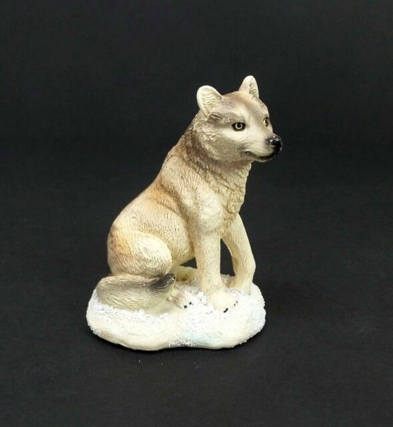 Small Wolf in The Snow Figurine 3" Tall Wild Animal Collectible Statue ...