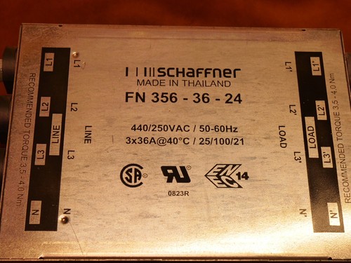 Schaffner FN 356-36-24 Power Line Filter 0Hz to 60Hz 36A 440VAC GE ...