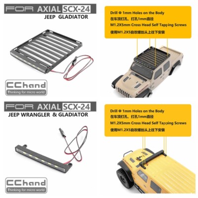 CChand Nylon Roof Luggage Rack Light for Axial SCX24 JEEP Gladiator 1/ ...