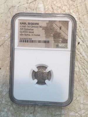 CELTIC Gaul Sequani 1st Century BC Quinarius NGC F 2 Silver 1/4# World ...