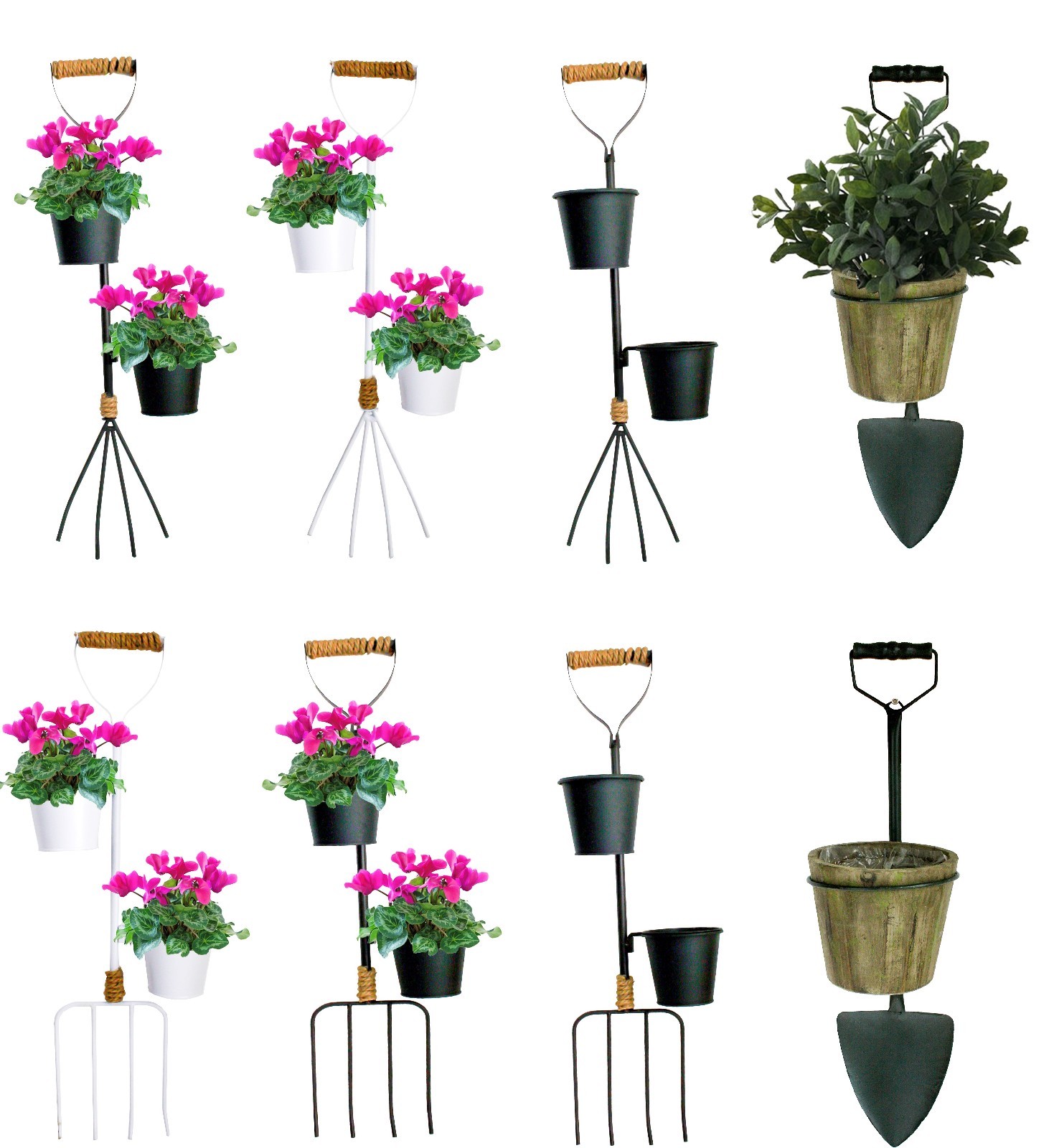 Wall Mounted Metal Garden Fork Shovel Rake Tool Planter Plant Flower ...