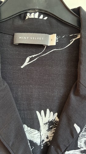 MINT VELVET BLACK & WHITE BIRD PATTERNED LONG SLEEVED SHIRT SIZE 8 ...