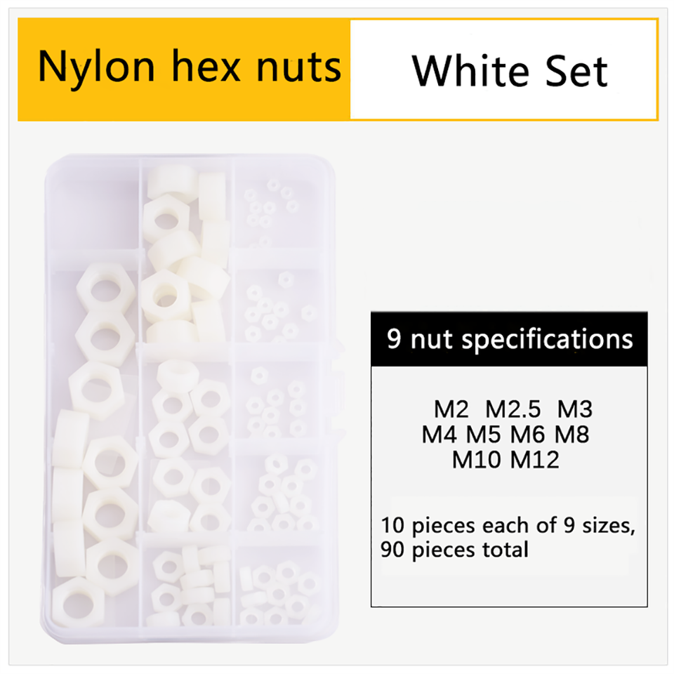 M2-M20 Nylon Hexagon Nuts Plastic Hex Nut White/Black/Red/Yellow/Blue/Clear | eBay