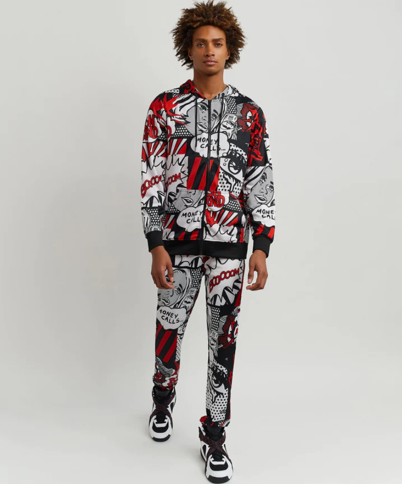 Reason Brand Money Calls Comic Print Track Set Tracksuit 2 Piece Set ...