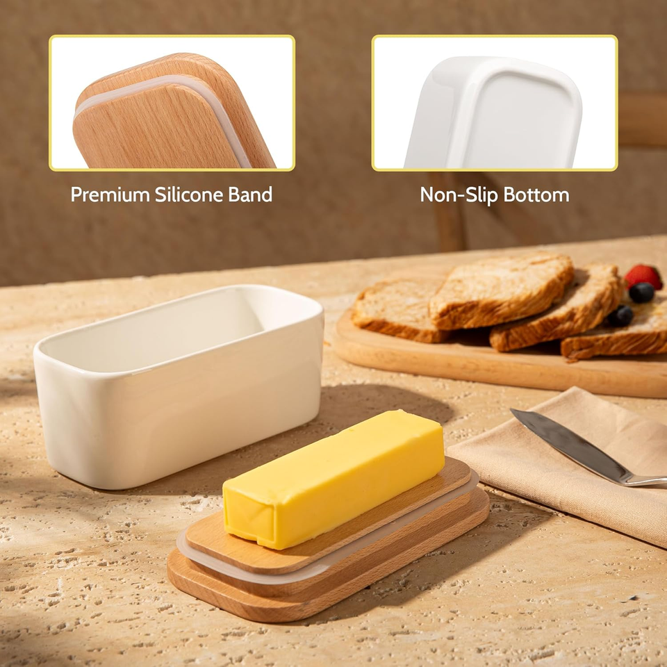 Sweese Small Butter Dish with Lid for Countertop, Airtight Butter ...