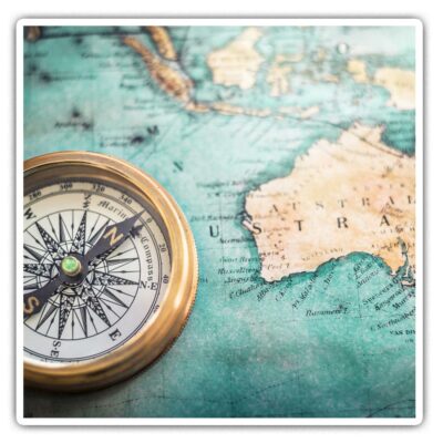 2 x Square Stickers 7.5 cm - Vintage Australia Map Compass Travel Cool ...