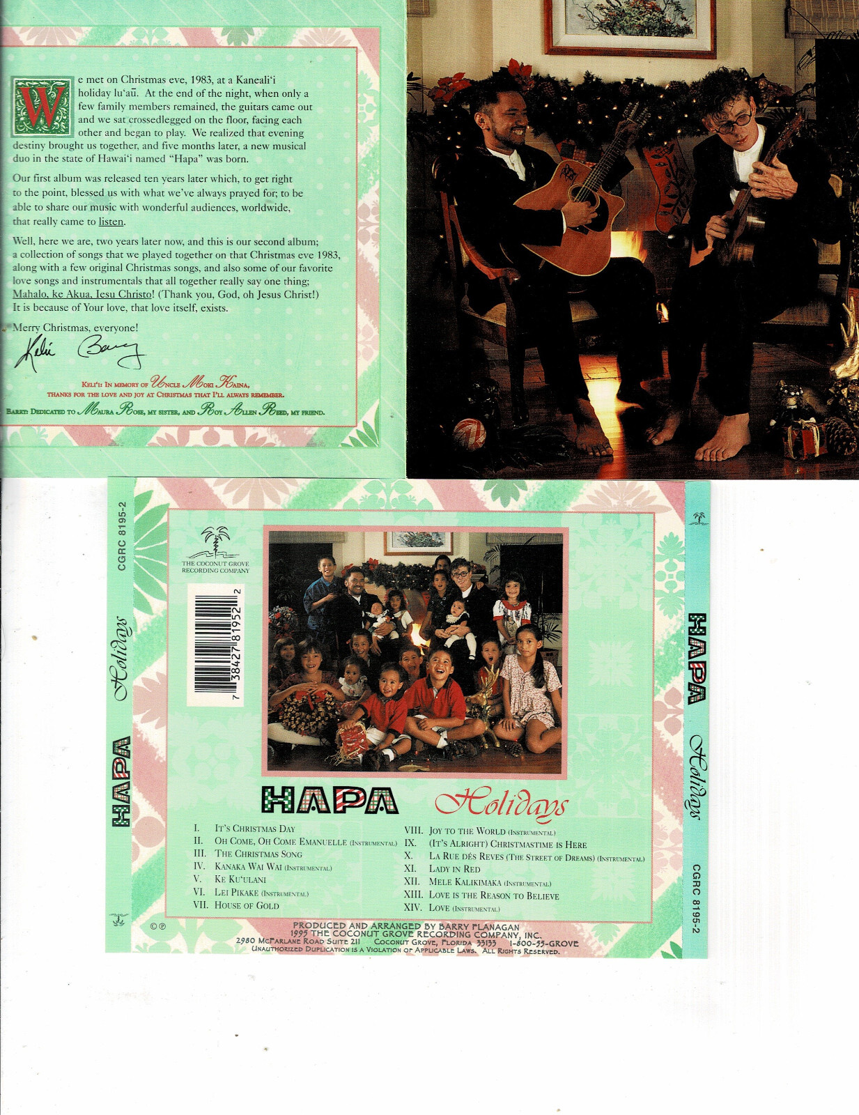 HAPA - HOLIDAYS (CD 1993) *14 TRACKS* BARRY FLANAGAN KELI'I KANEALI'I ...