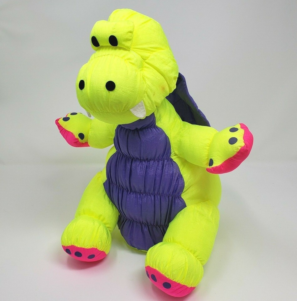 13" VINTAGE STUFFINS NYLON YELLOW & PURPLE BABY DRAGON STUFFED ANIMAL ...