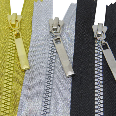 Closed End Zip- Chunky Teeth 16-18cms long zippers-SILVER-BLACK-GOLD ...