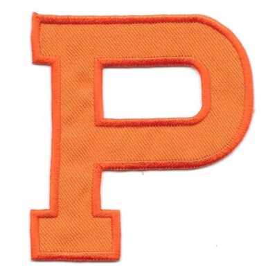 Orange Block letter P Patch Embroidered on Twill Cut out Iron on Sew on ...