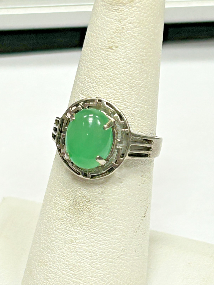 Vintage Asian Export 925 Sterling Silver jade Ring Size 6 | eBay