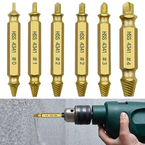 6pcs EASY-OUT SCREW EXTRACTOR SET WITH LEFT HAND DRILL BITS | eBay