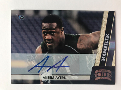 2011 Panini Threads Silver Signatures /299 Akeem Ayers #154 Rookie Auto ...