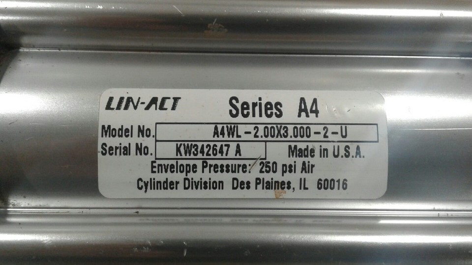 Lin-Act SERIES A4 A4WL-2.00X3.00-2-U Cylinder #012B21 | eBay