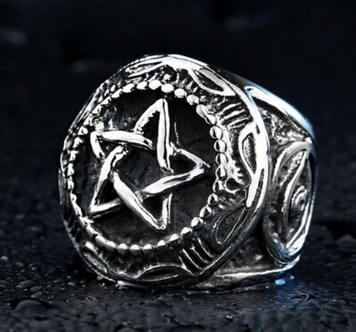 Men Hip Hop / Punk Fashion Titanium Stainless Steel Retro Lucky Star ...