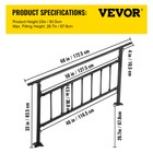 VEVOR Iron Handrail Stair Railing Hand Rail Kit 0-5 Steps Outdoor Black ...
