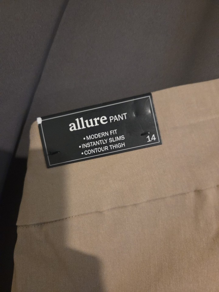 Alfred Dunner Khaki Stretch Allure Pants, Women's Size 14, Modern Fit ...