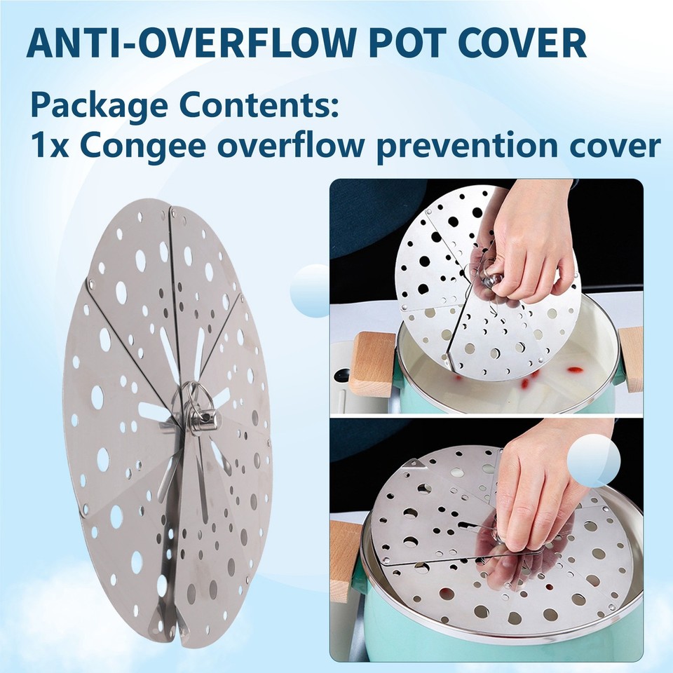 2X(Stainless Adjustable Drop Lid Simmering Food Pot Cover -Overflow ...