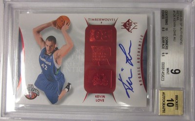 2008-09 SP Authentic KEVIN LOVE Auto AUTOGRAPH RETAIL ROOKIE MINT BGS 9 ...
