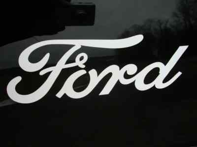 FORD SCRIPT LOGO EMBLEM DECAL BUMPER STICKER CURSIVE 9"X3" NEW WHITE | eBay
