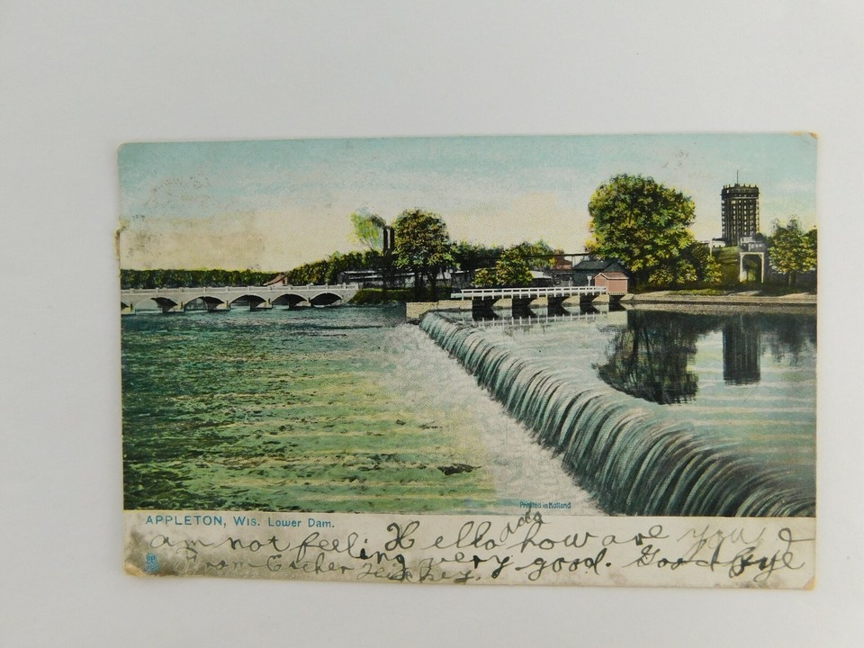 Wisconsin Lower Dam Posted Appleton Fox River Undivided Back Vintage ...