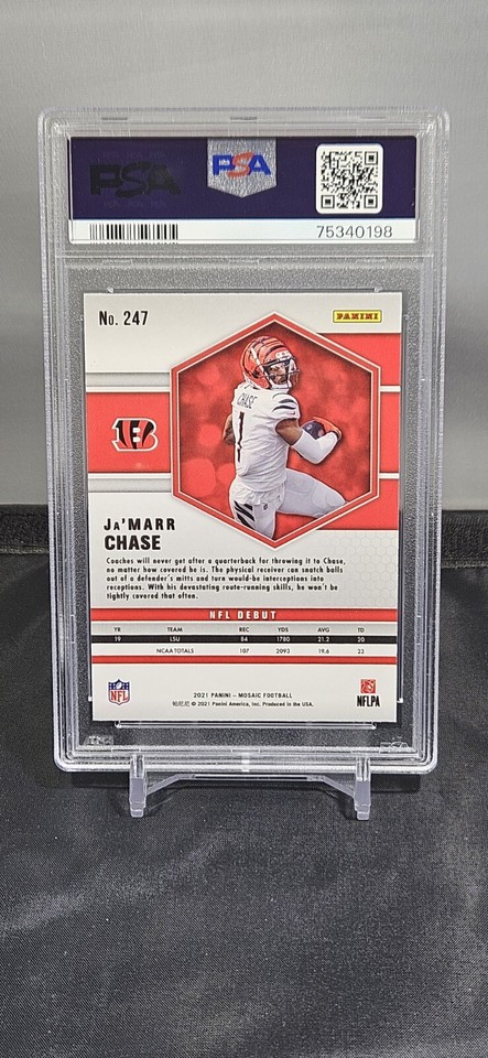 JaMarr Chase RC 2021 Mosaic NFL Debut #247 PSA 10 Gem Mint Rookie Card ...