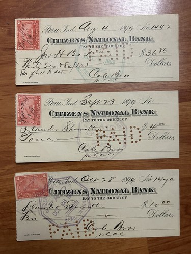 United States 1899 - Three Old Citizens National Bank. Peru, Indiana ...