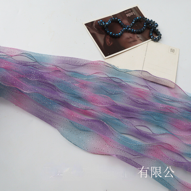 25 Yards Wavy Mesh Edge Gradient Rainbow Gauze Tulle Trim Ribbons ...