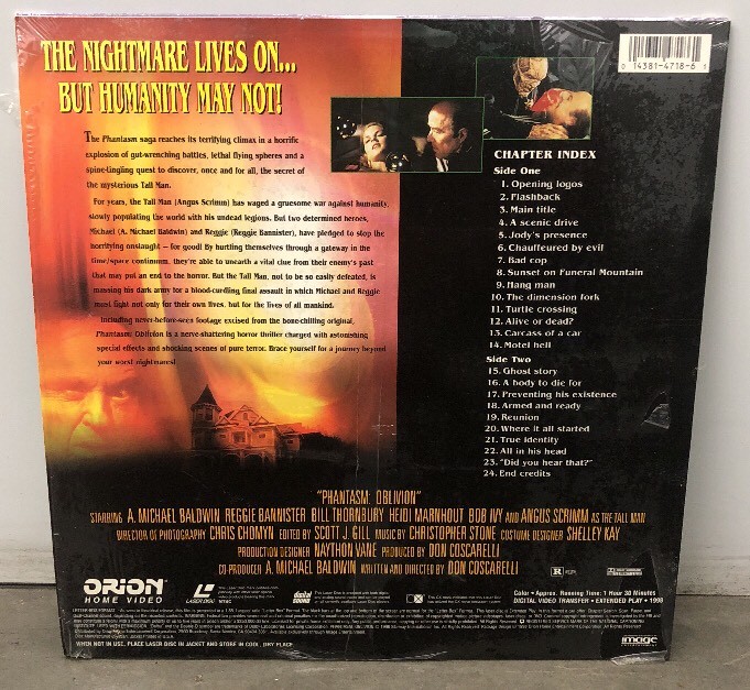 1998 PHANTASM IV OBLIVION LASER DISC LASERDISC LD NTSC TALL MAN HORROR ...