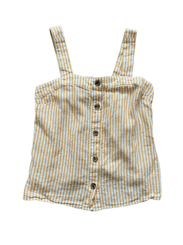 J Crew Linen Bland Button Front Yellow Stripe Tank Top | eBay