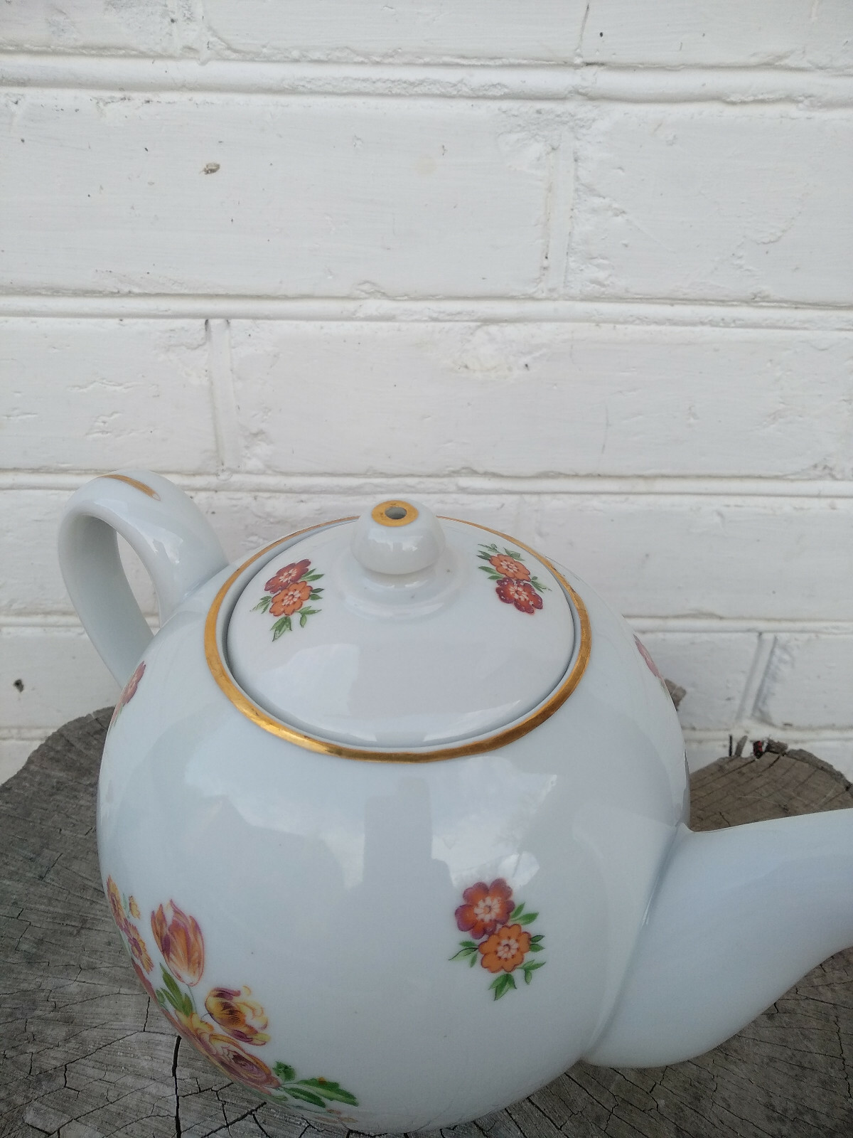 Vintage Royal Dux Bohemia Large Porcelain Tea Pot Floral Print 1,2L tea ...