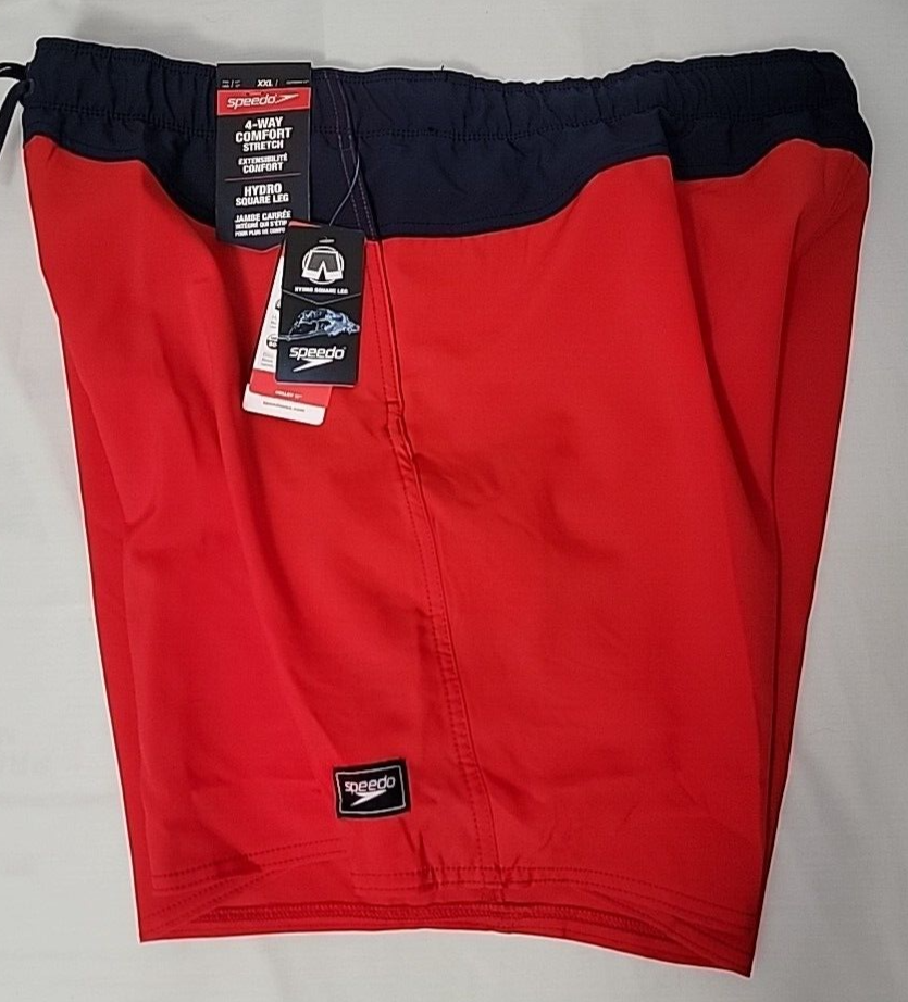 Speedo Hydro Square Leg Men's Size XXL Board Shorts Blue & Red Swim ...