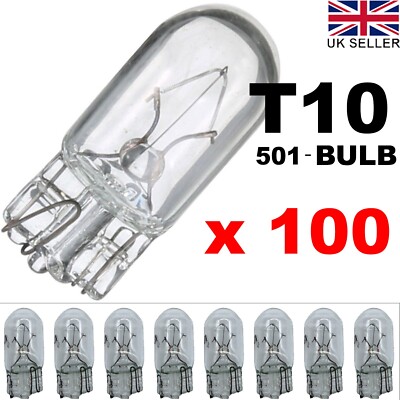 T10 501 Bulbs 12v 5W sidelight Capless Number Plate w5w Halogen Car ...