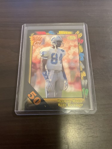 1991 WILD CARD PREMIERE EDITION NFL BLACK - HERMAN MOORE 50 STRIPE ...