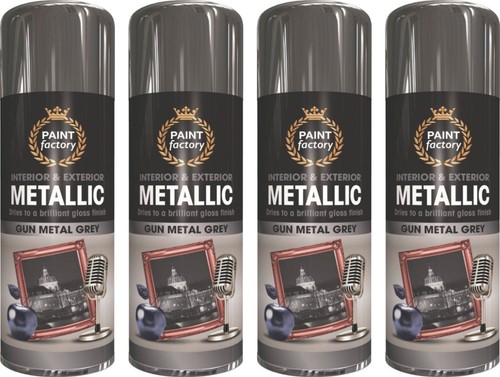 4 x 400ml Gun Metal Grey Spray Paint Metallic Aerosol Auto Car DIY Wood ...
