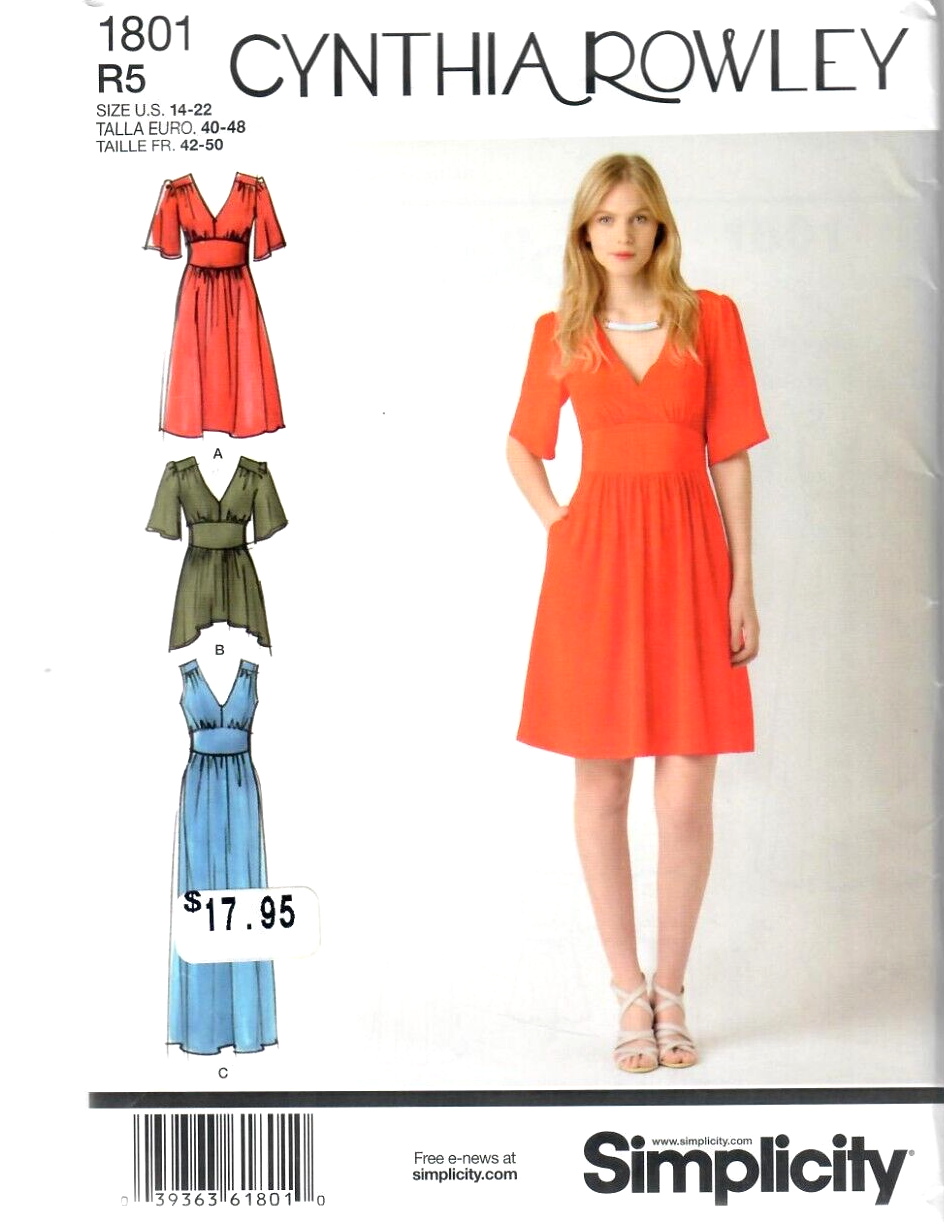 Simplicity Misses Dress in Two Lengths OR Tunic Size 14-22 1801 Sewing ...