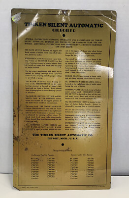 Vintage Metal SIGN - TIMKEN SILENT AUTOMATIC OIL BURNER | eBay