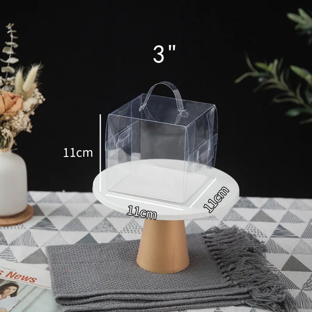 10 Pcs Transparent Cake Box with Handle Baking Case Cupcake Box Wedding ...